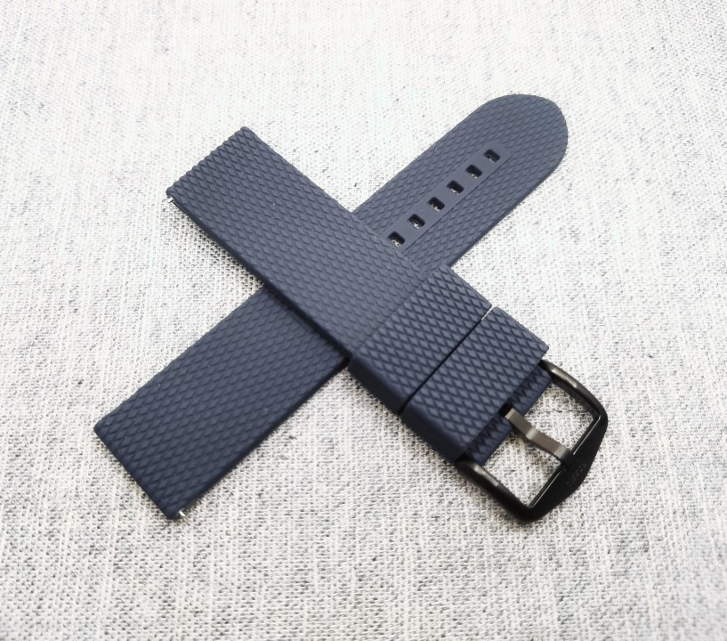 FOSSIL Quick Release Rubber Watch Strap - Grey/Blue Mesh Texture (22mm ...