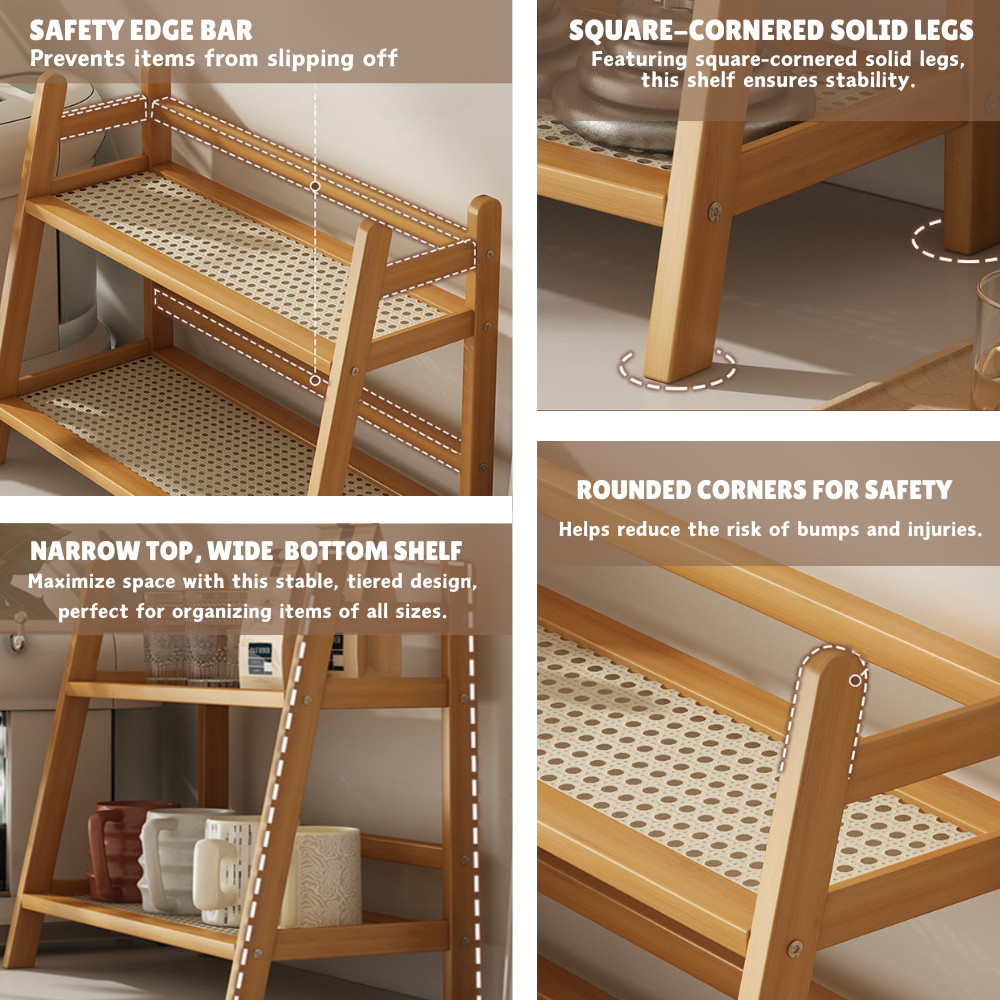 Japan Style Two-Tier Wooden Kitchen Storage Rack Table Rack Spice Cup ...