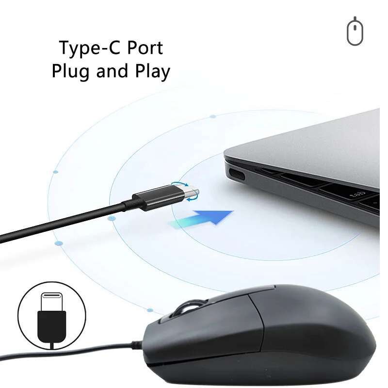 Type-C Wired Mouse Plug Play PC Laptop Accessories Computer ...