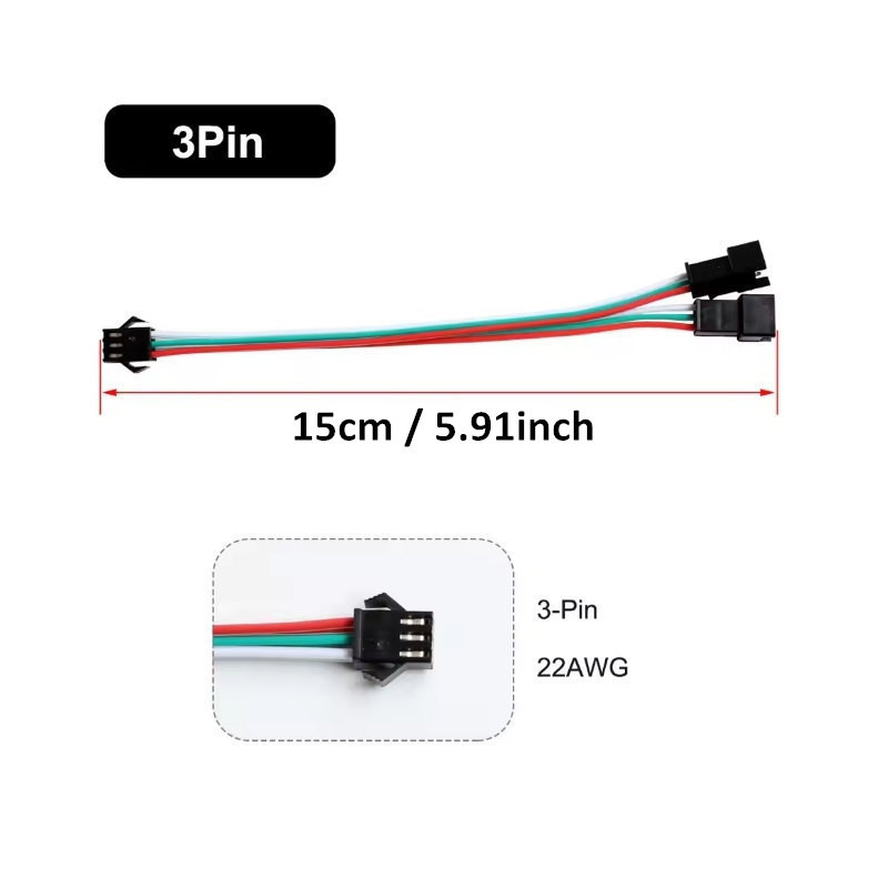 2pcs 2Pin/3Pin/4Pin/5Pin/6Pin LED Strip Splitter Cable SM JST Connector 1 To 2 Male and Female ...
