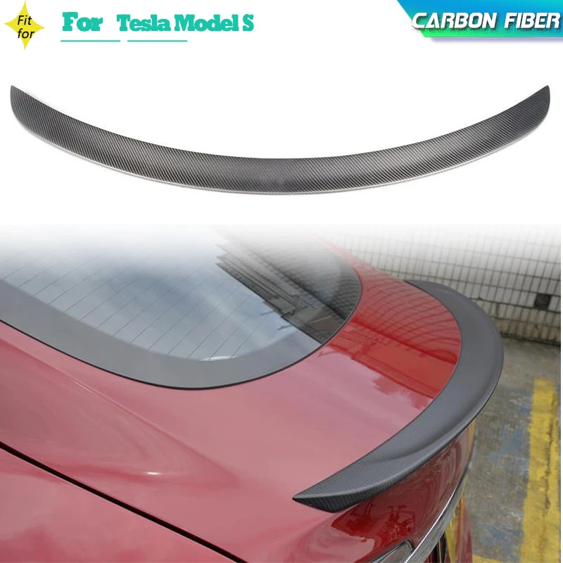 Carbon Fiber Car Rear Trunk Spoiler Wings for Tesla Model S Sedan 4 ...