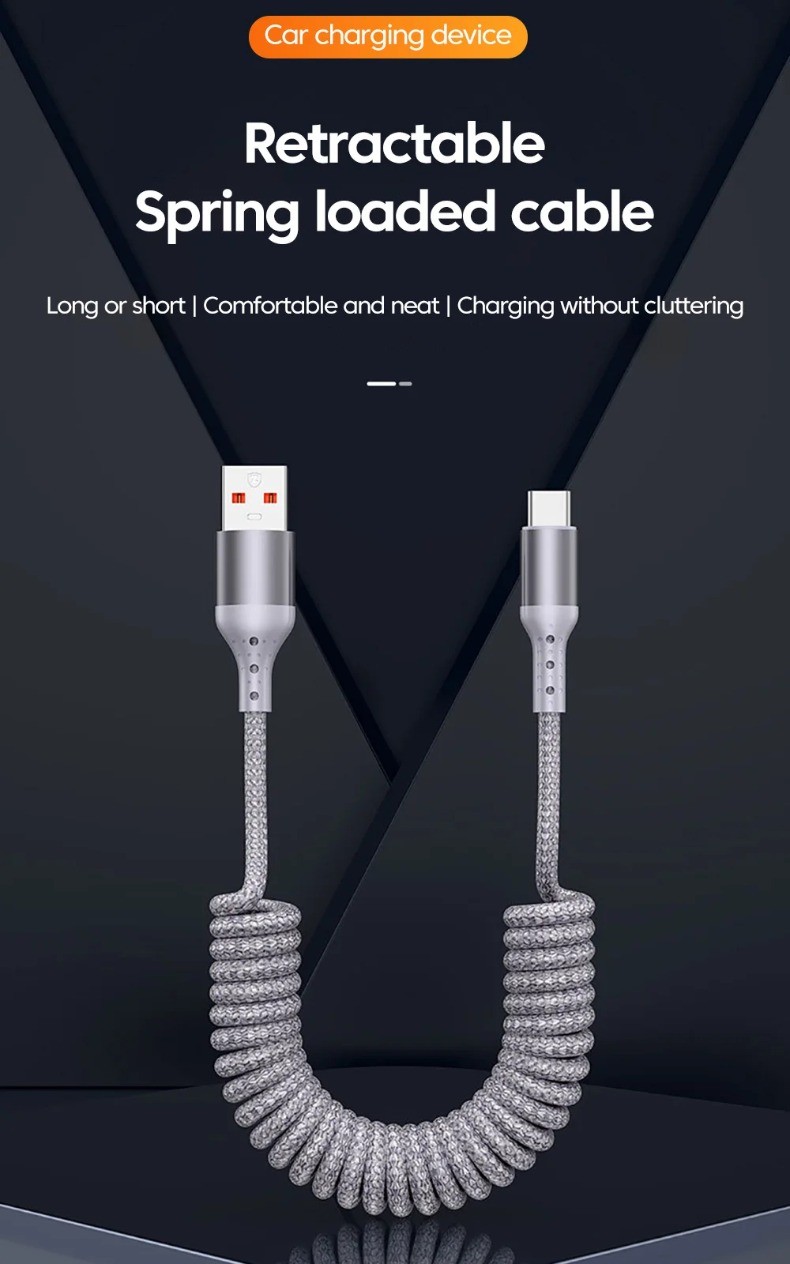 Nylon Woven Spring Data Cable, PD100W Fast Charging, Freely Extendable ...