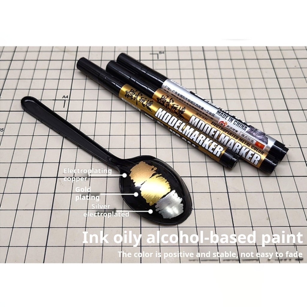MS044 Model Marker Pen 0.7MM 2MM Tip Electroplated Golden Silver Copper ...