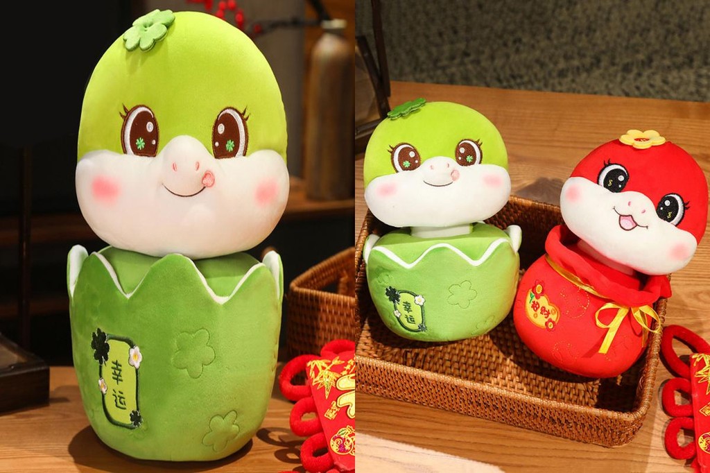 [New] Stuffed Snake Toy Reversible Snake Plushie 2025 Year of the Snake ...