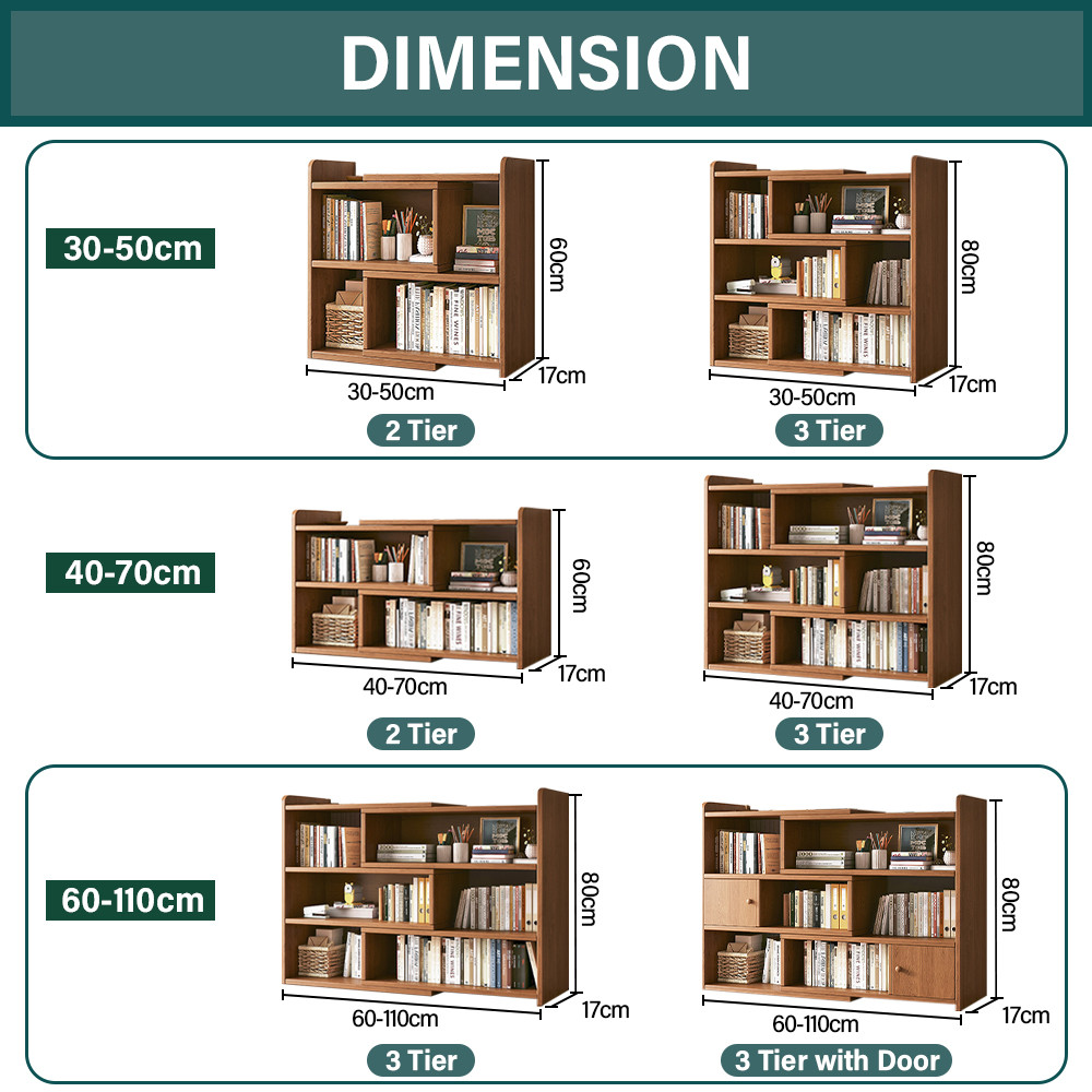 Borong365 Wooden Scalable Shelf Rak Buku Kayu Storage Rack Kabinet ...