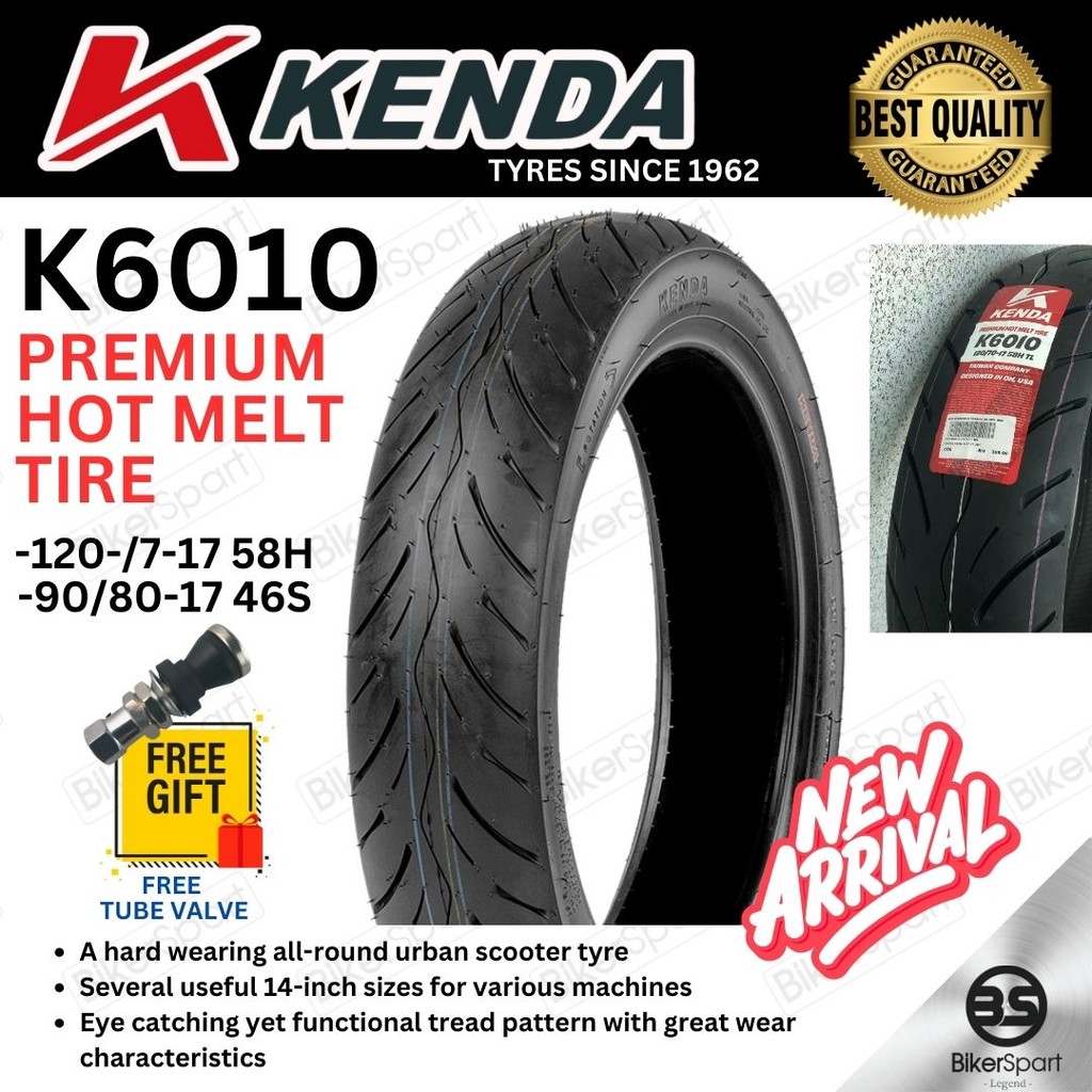 100% ORIGINAL TAYAR KENDA K6010 120/7 17 90/80 17 TYRE KENDA TIRE PREMIUM HOT MELT TIRE | Shopee ...