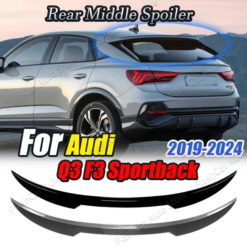 Q3 Rear Trunk Middle Fixed Splitter Roof Spoiler Lip Tail Wing Body Kit ...