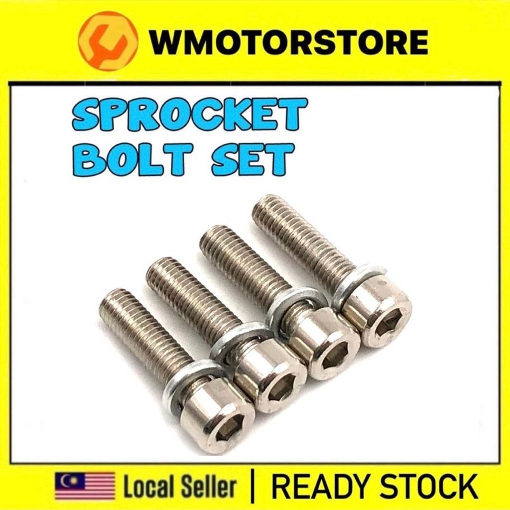 (SET) Screw Sprocket Bolt Set Screw Allen Key M8 Skru Spoket Lengki ...