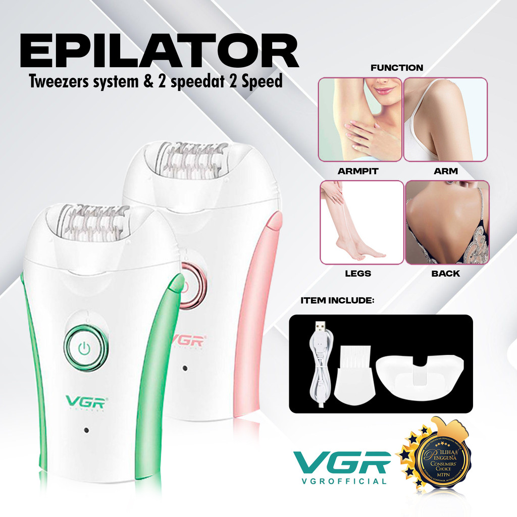VGR V-705 Compact Professional Cordless Women Epilator for different body areas for gentle hair ...