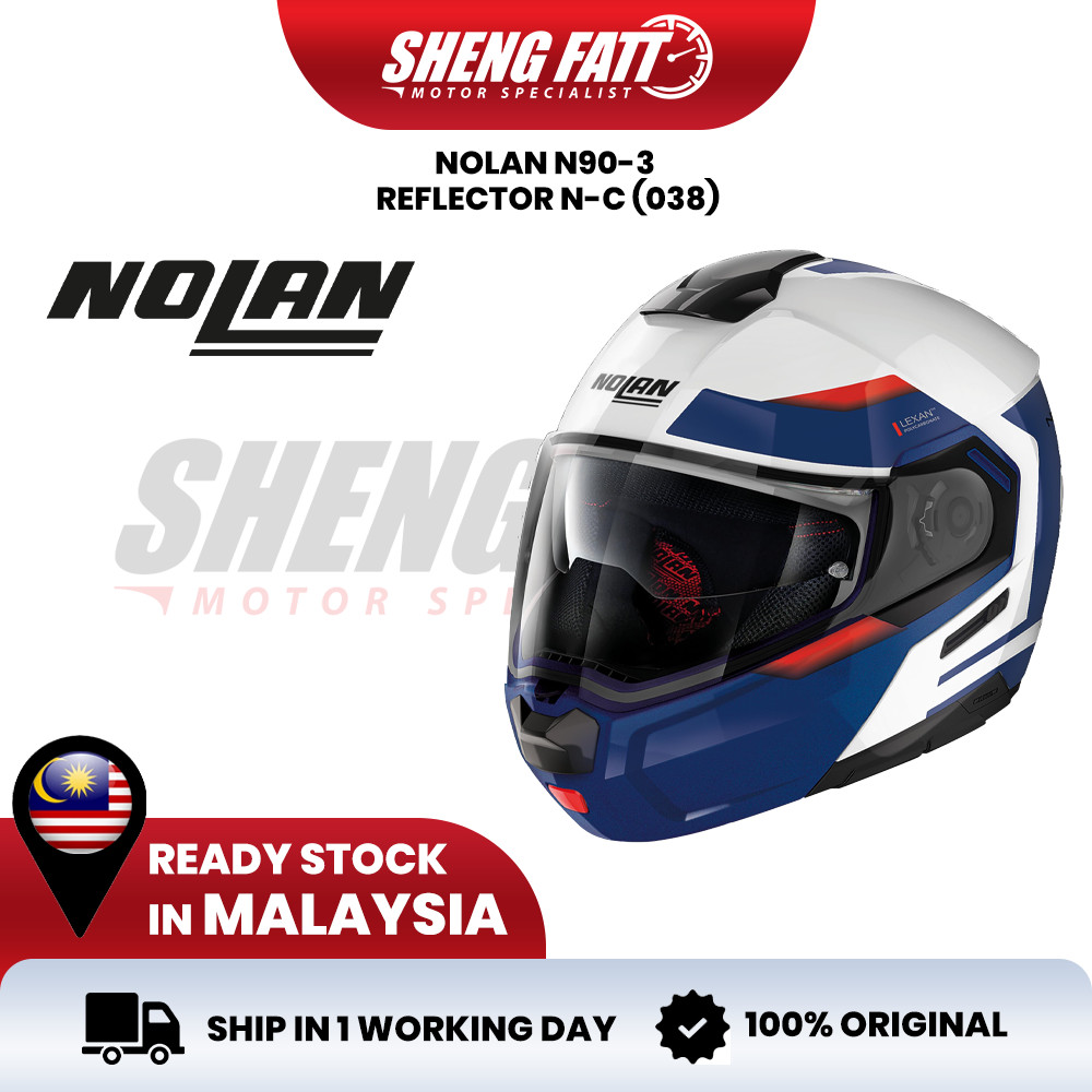 NOLAN N90-3 REFLECTOR N-C (038) Full Face Helmet Motor Topi Keledar Keselamatan Full Face ...