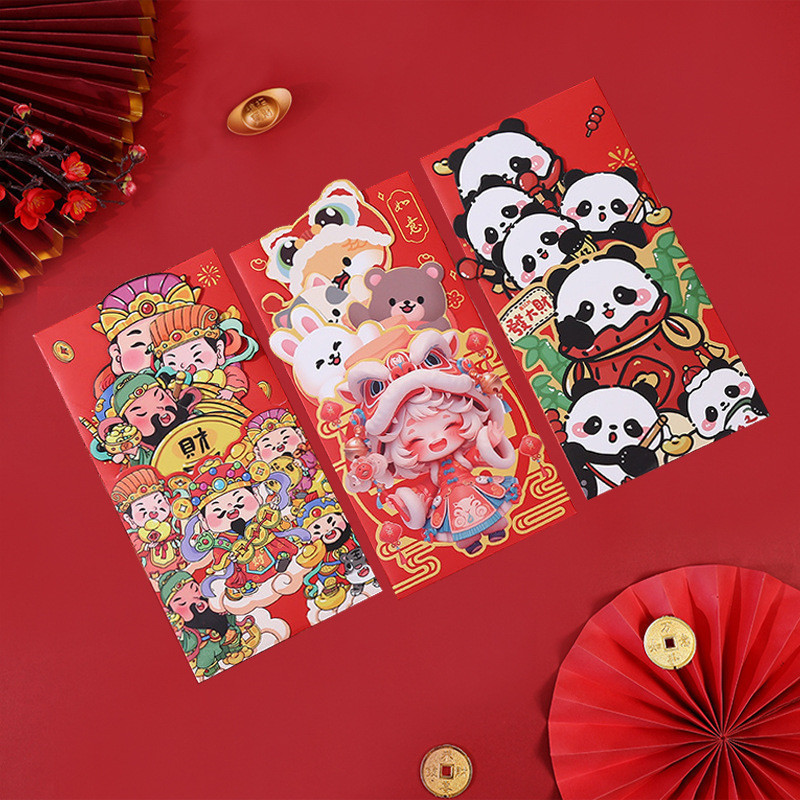 2026 CNY Folding Red Packet Lovely Panda Pull-Out Red Envelope Spring ...