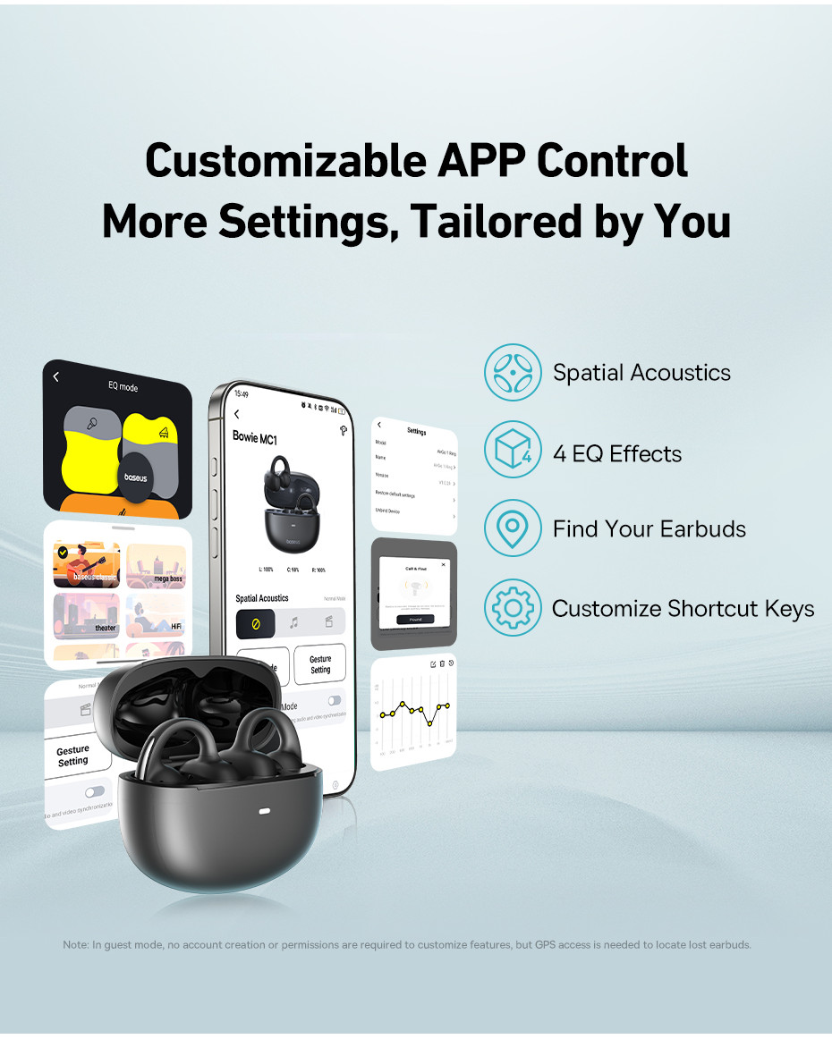 Baseus Bowie MC1 OL Open-Ear TWS Earbuds Wireless Earphone Bluetooth 5. ...