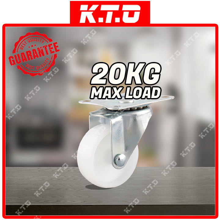 4pcs / Set 1 Inch 25mm White Nylon Swivel Caster Wheel PP Rubber Roller ...