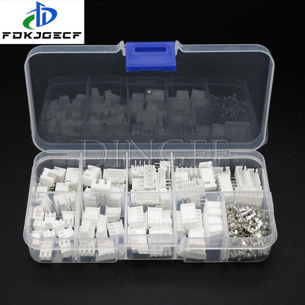 230PCS XH2.54 2p 3p 4p 5p pin 2.54mm Pitch Terminal Kit Housing Bent needle Pin Header JST JC3 ...