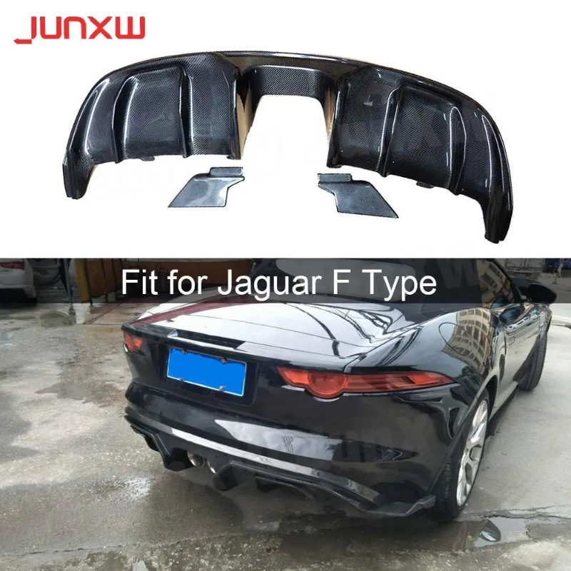 For F-Type Carbon Fiber Rear Lip Spoiler Diffuser Middle Exhaust Pipe ...