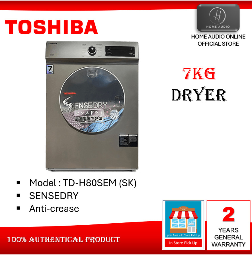 Toshiba Dryer Machine 7KG Air-Vented Sensedry™ Tumble Dryer TD-H80SEM ...