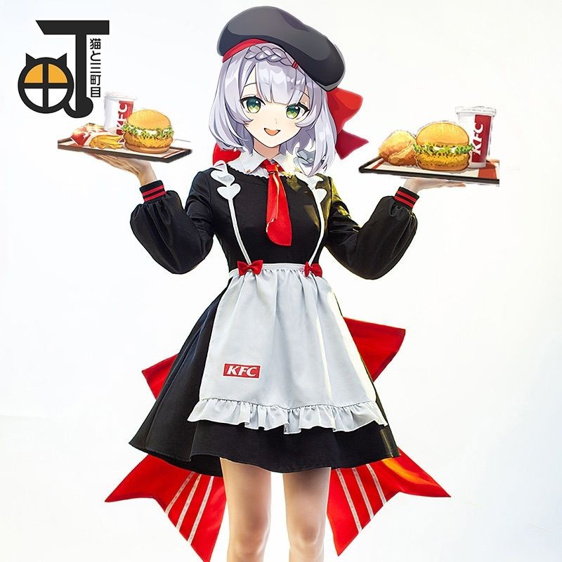 in stock [Genshin Impact] KFC linkage COS suit Diluc Noel KFC clerk suit cosplay costume men and ...