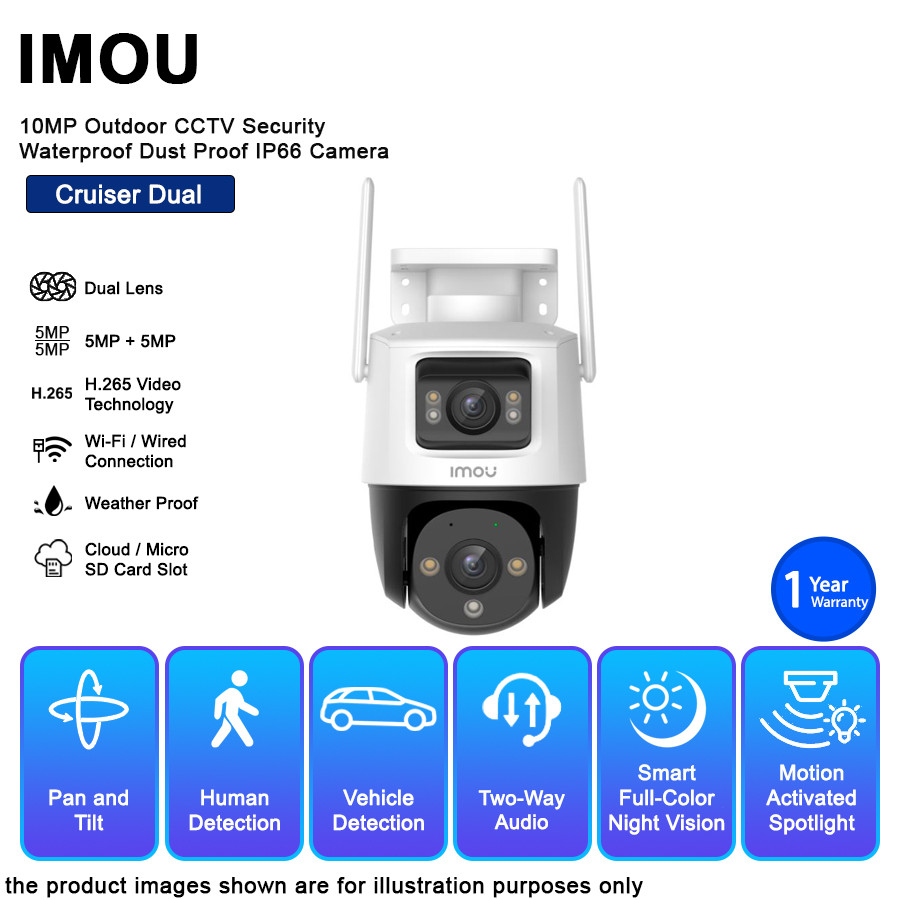 IMOU Cruiser Dual 2 10MP (5MP Fix + 5MP PTZ) Outdoor CCTV Security ...