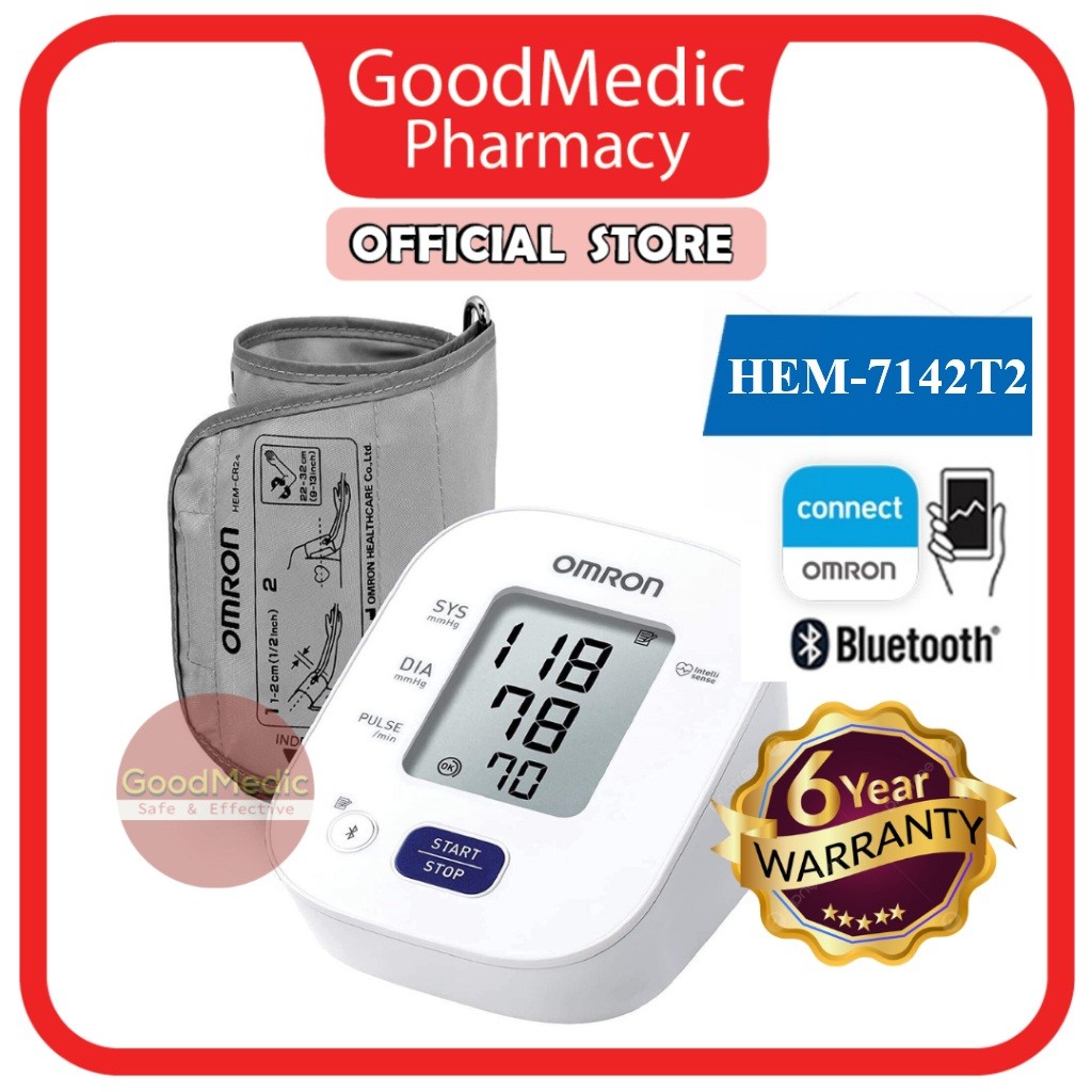 3+3 Yrs Warranty OMRON HEM-7142T2 BLOOD PRESSURE MONITOR + Bluetooth ...