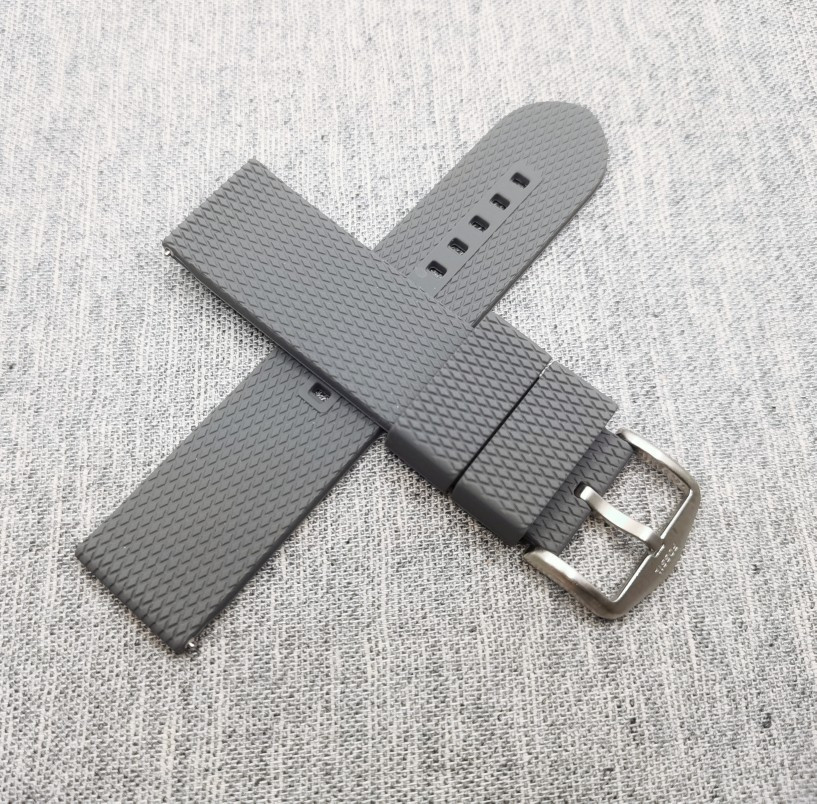 FOSSIL Quick Release Rubber Watch Strap - Grey/Blue Mesh Texture (22mm ...