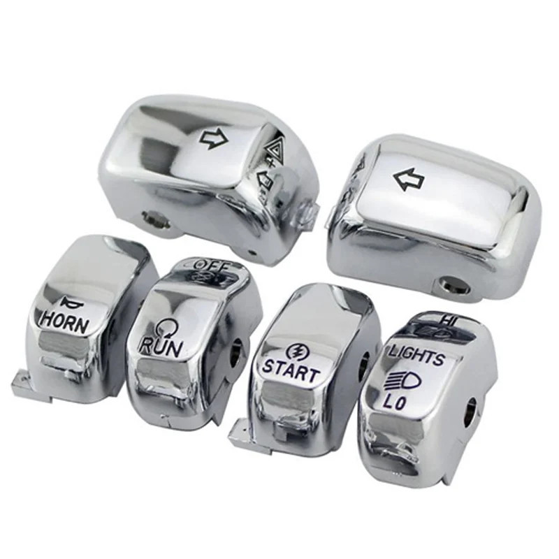 Motorcycle Chrome Hand Control Switch Housing Caps Switch Cap Kit Fit ...