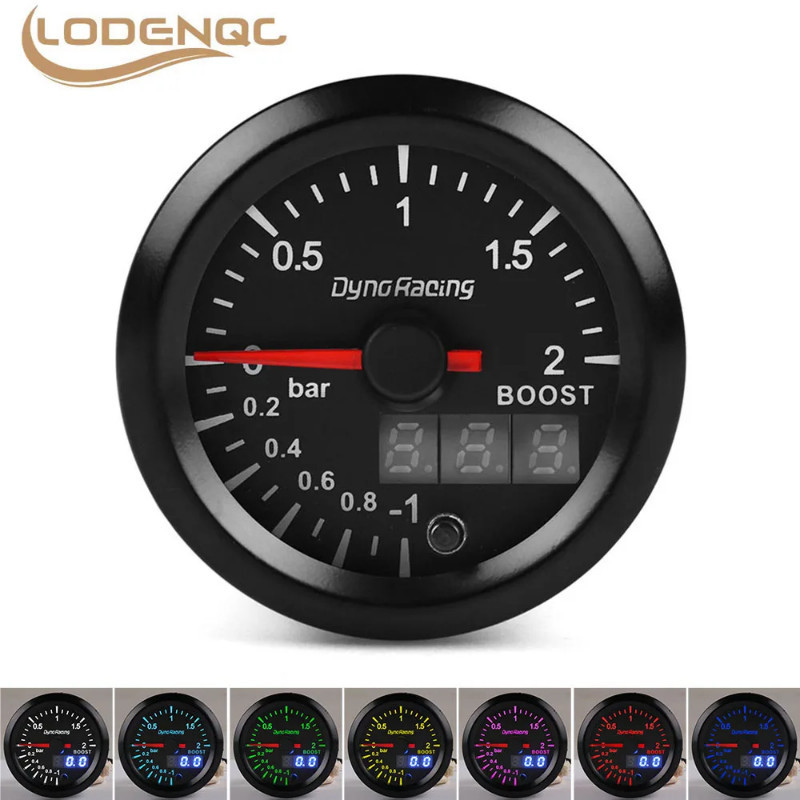 Car Gauge Boost Meter 2'' 52mm Dual Display 2Bar Turbo Boost Gauge 7 ...
