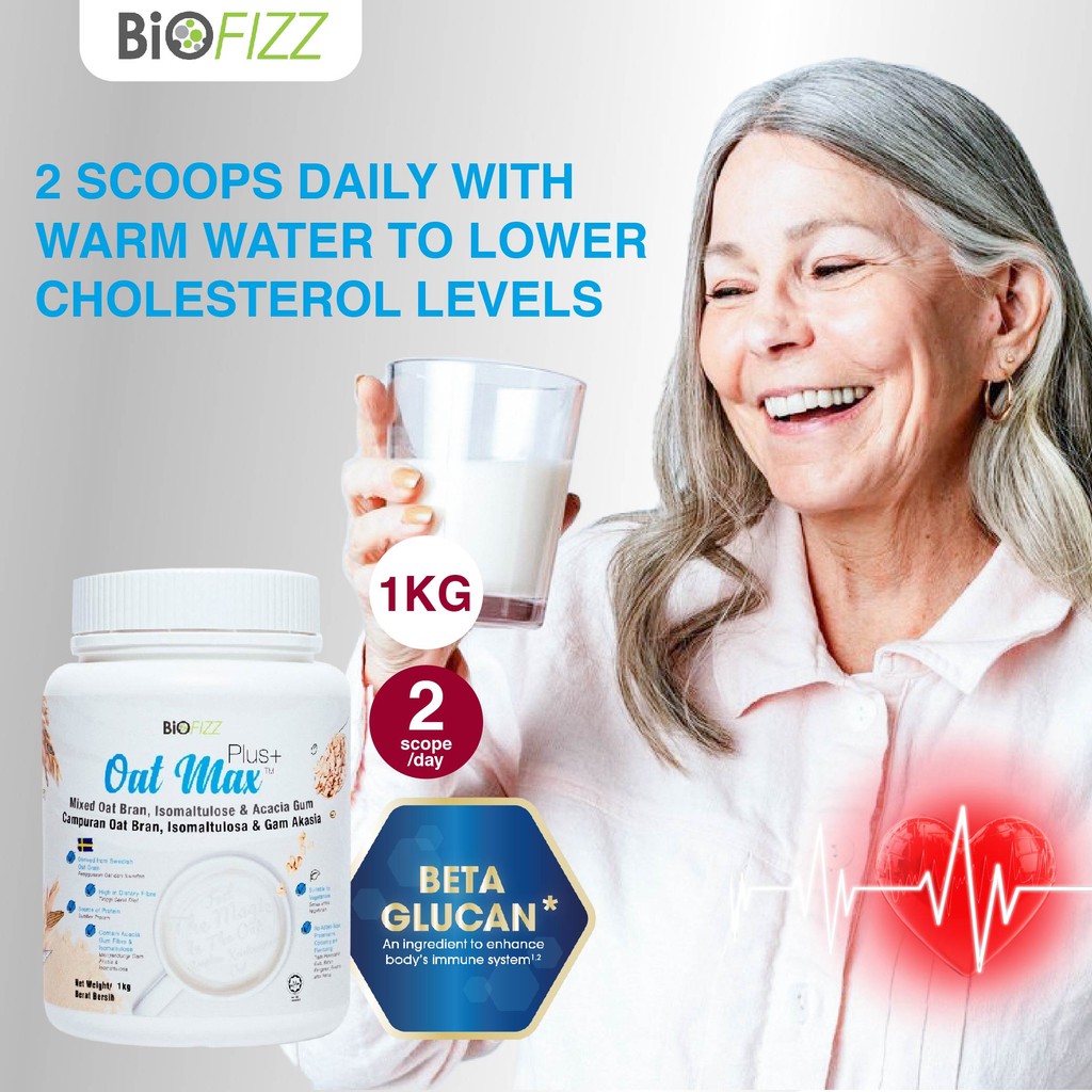 BIOFIZZ Oatmax Plus Oat Bran Powder (1kg) with High Beta Glucan Reduce ...