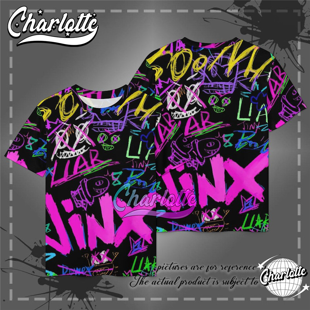 T-shirt Jinx Arcane League of Legends Jinx short sleeve Powder short ...