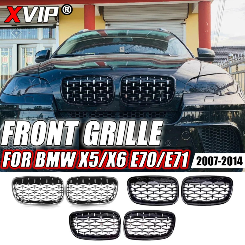 XVIP All Black Front Bumper Grilles For BMW X5 E70 X6 E71 2007-2014 ...