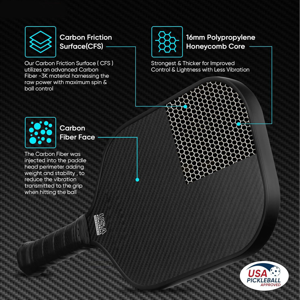 3k Full Carbon Fiber Pickleball Racket Pickleball One Graphene Carbon ...
