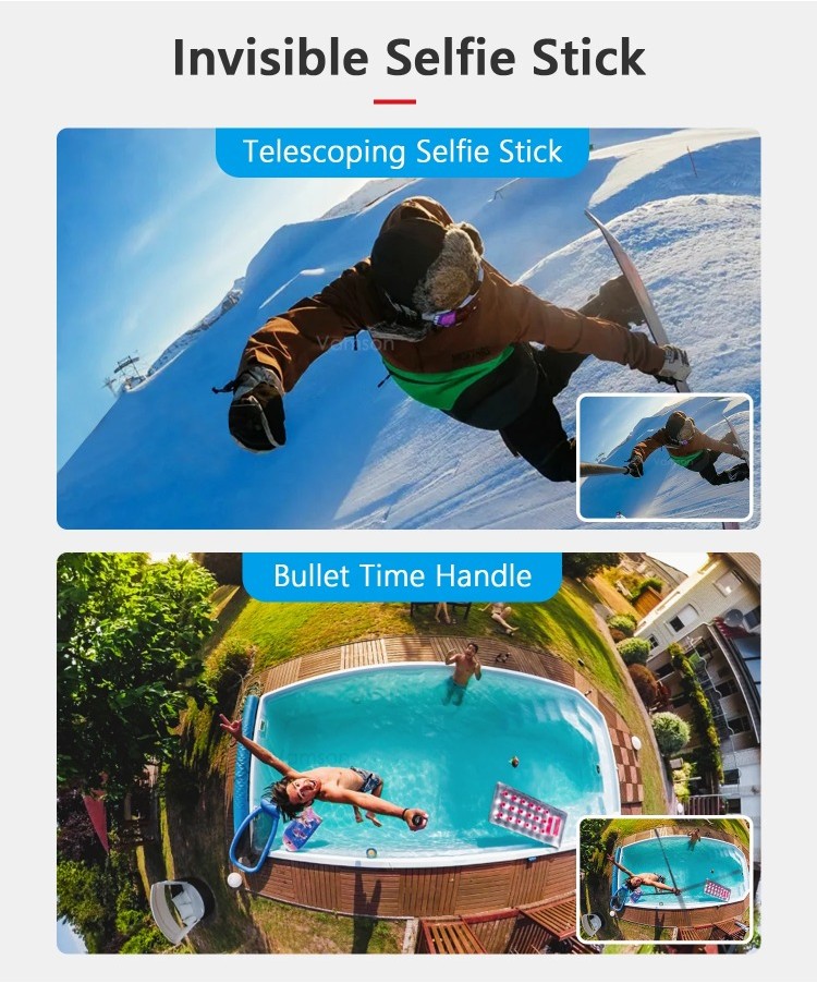 Invisible Selfie Stick For Insta360 X4 Bullet Time Handheld Tripod For ...