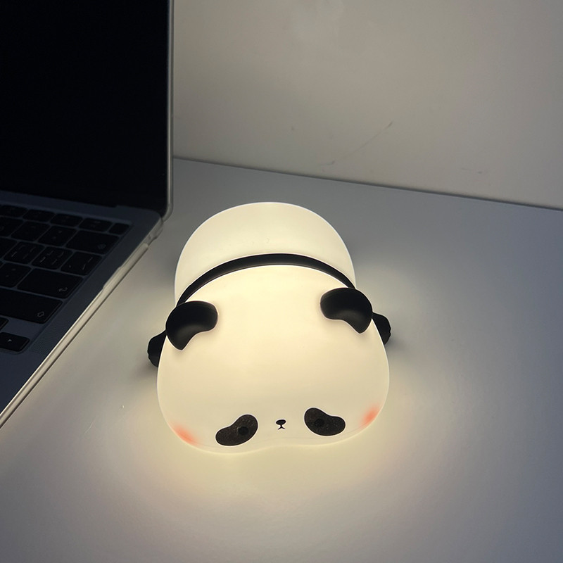 Cute Panda Night Light Cartoon Creative Sleeping Pandas Bedroom Lamp ...