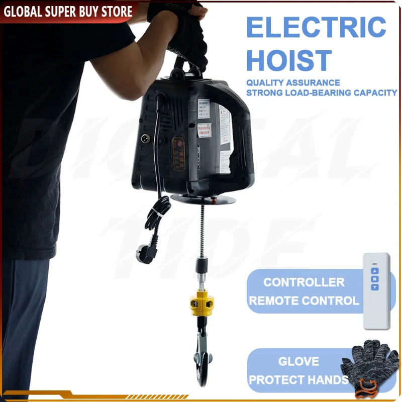 3in1 Portable Electric Hoist 220V Wireless Remote Control Winch Crane ...