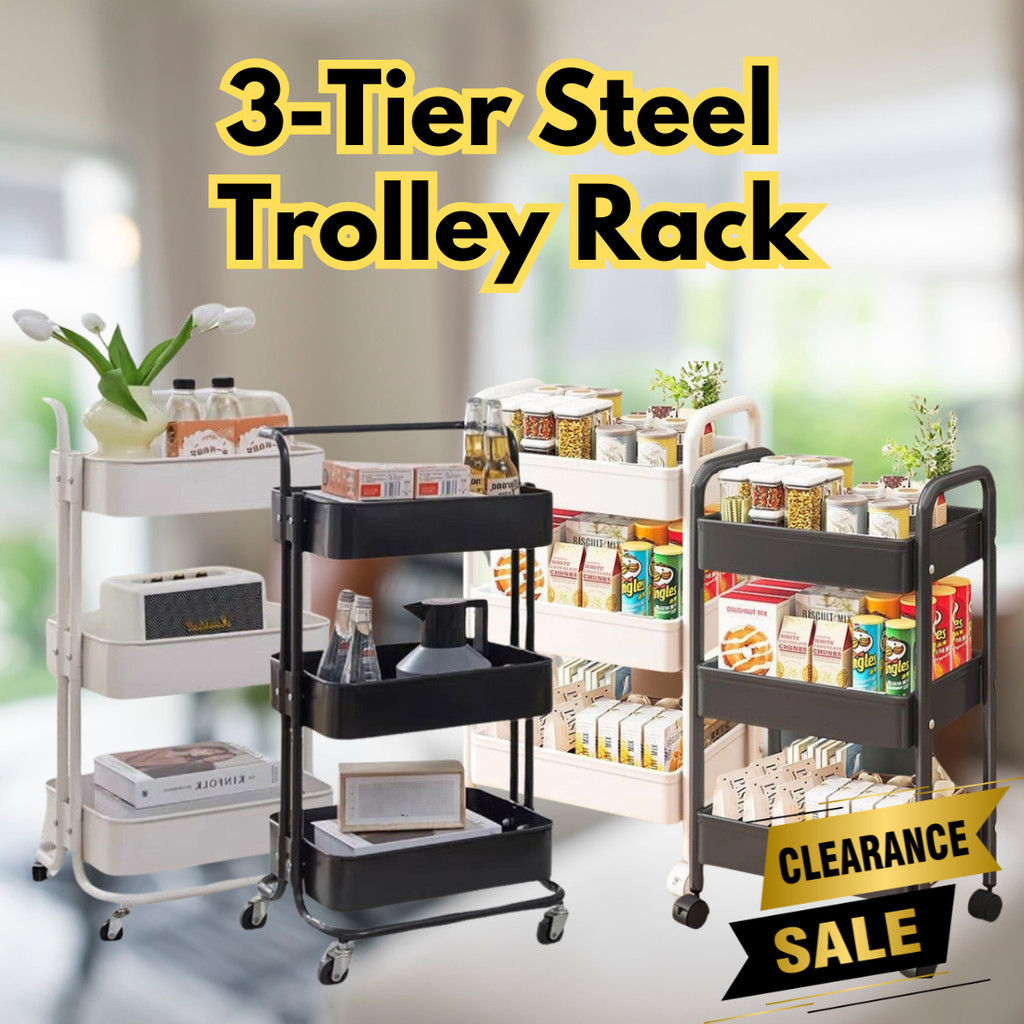 🔥MALAYSIA CHEAPEST🔥 3 Tier Steel Trolley Rack Rak Dapur Kitchen Storage ...