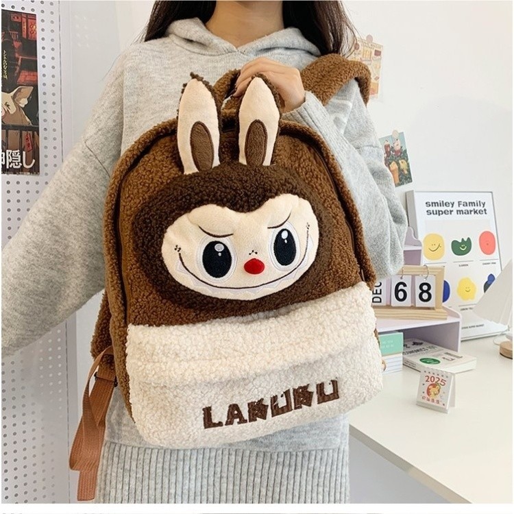 Pop Mart Labu Cloth Backpack Creative Plush LABUBU Bag Large Capacity ...