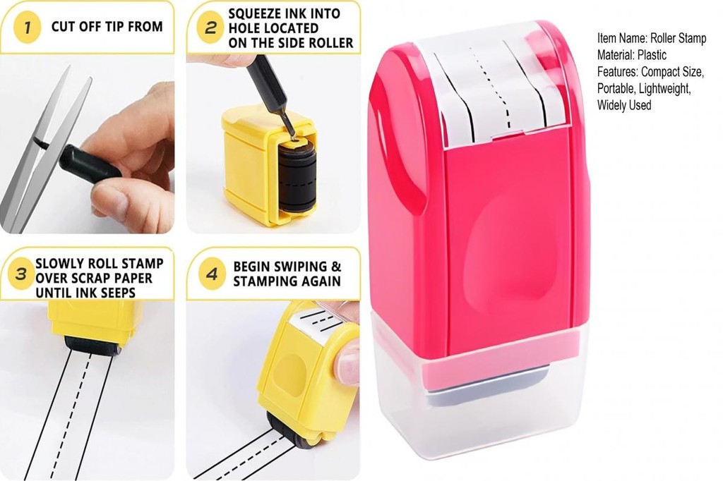 whereor Calligraphy Tool Self-inking Stamp Roller Portable Dashed Line ...