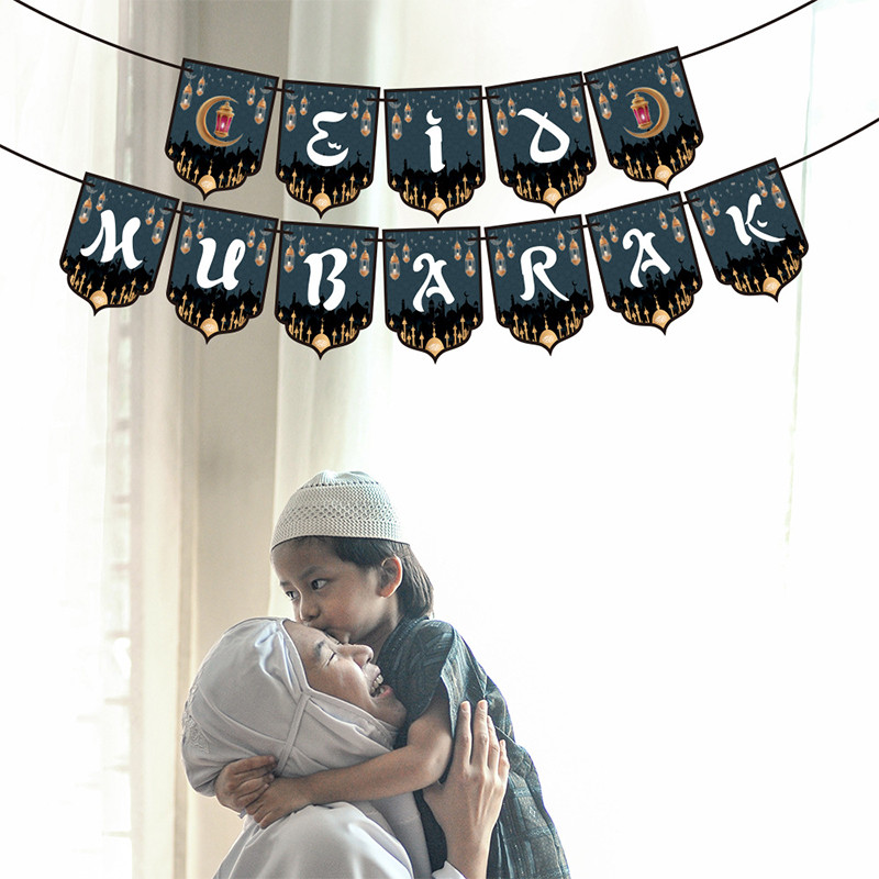 Hari Raya Flag Pulling Decorations With Moon Design Flags Ramadan ...