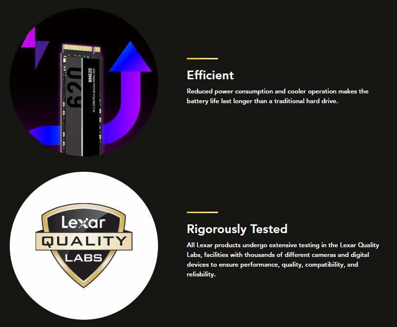 Lexar NM620 256GB / 512GB / 1TB / 2TB PCIe Gen3x4 M.2 2280 NVMe SSD ...