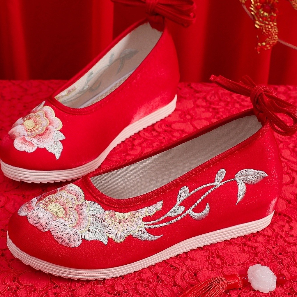 National Color Tianxiang Peony Four cm Increase Height Female Round Toe ...