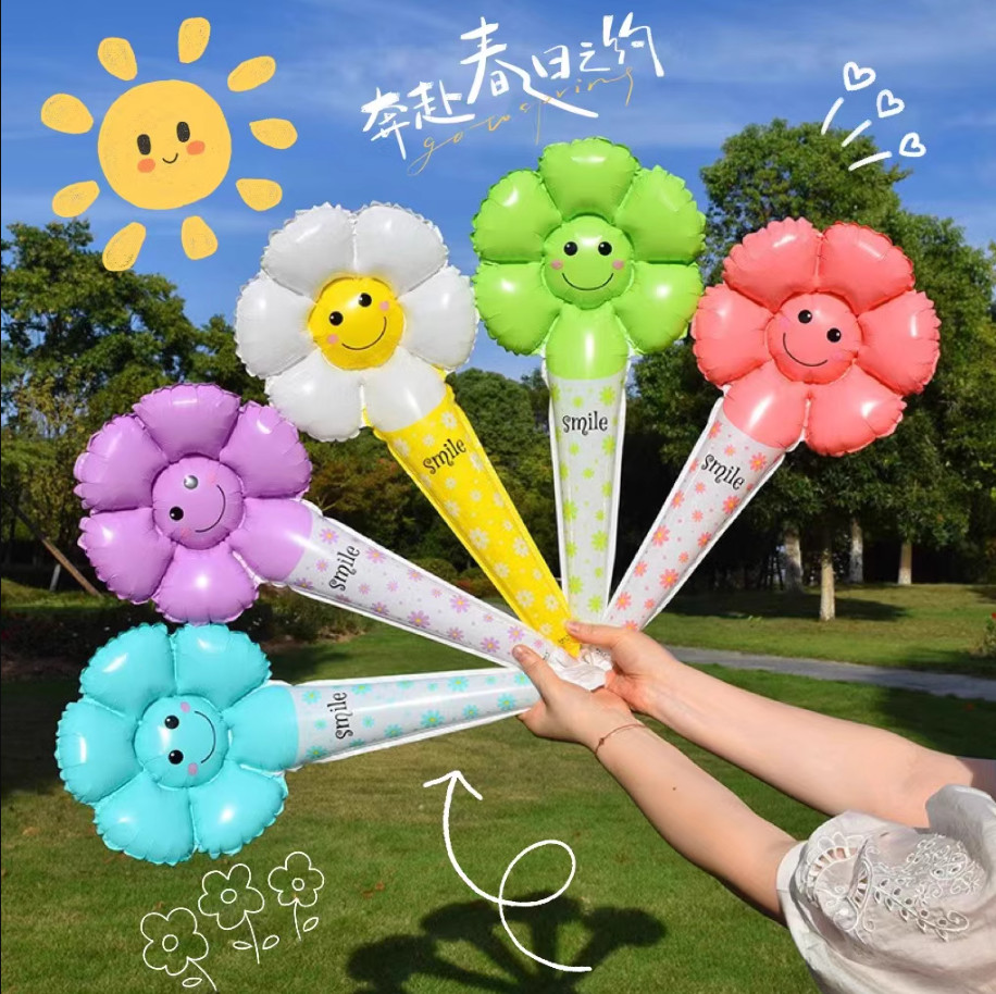 50 Pcs Belon Bunga Handheld Balloon Sticks Birthday Picnic Graduation ...