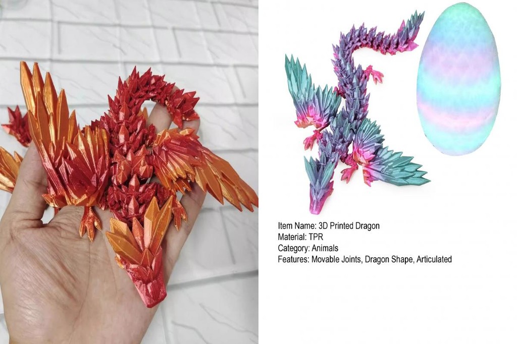 moreorders| Dragon Collectible Toy Chinese Dragon Figure Articulated ...