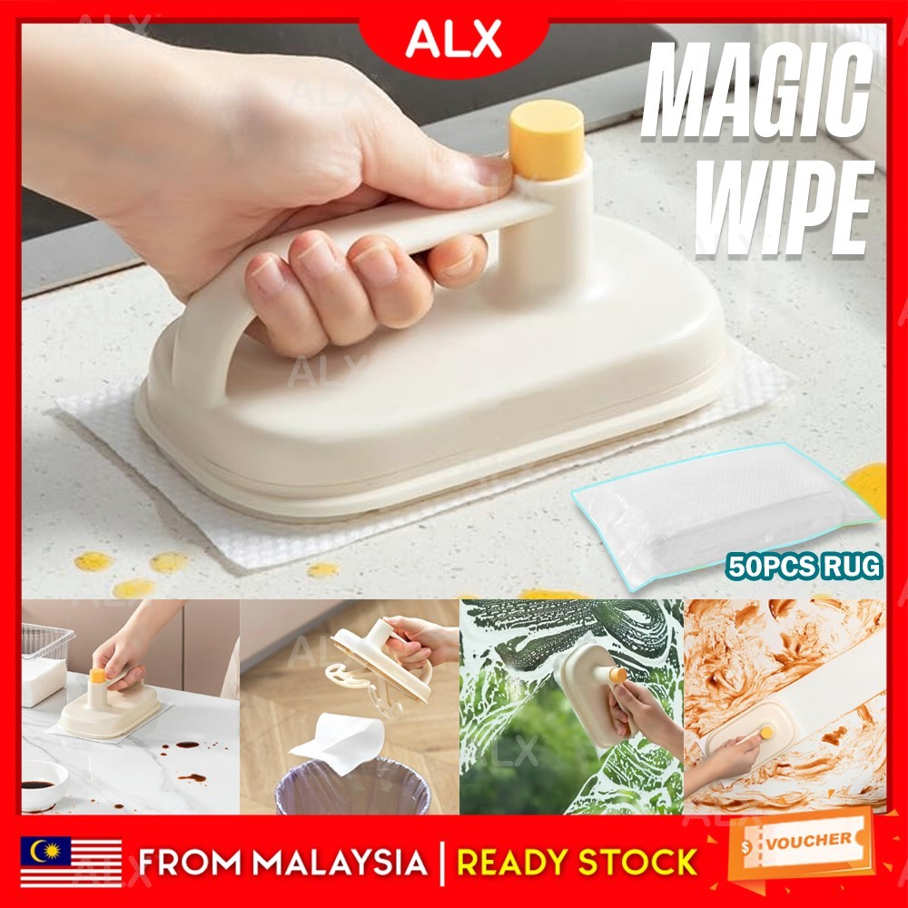 (Crazy Sales) 50pcs Disposable Tissue Flat Mop Tisu Magic Wipe Brush ...