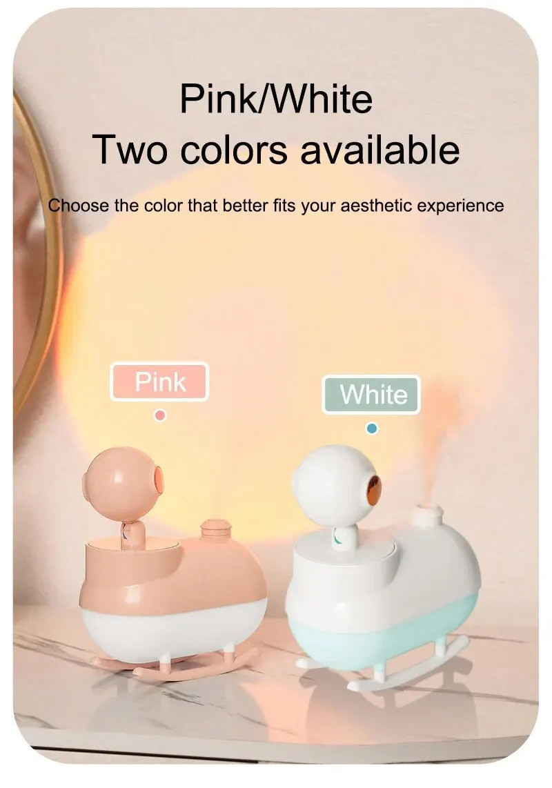 Moisturizing Mini Heavy Fog Humidifier with Sunset Light for Daily Use ...