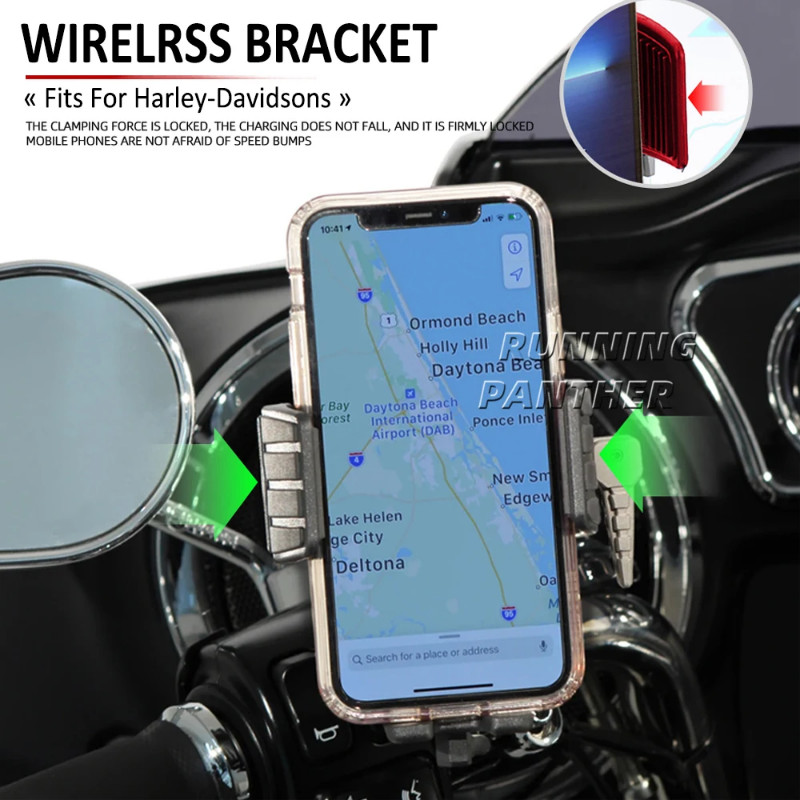 NEW Wireless Charging Motorcycle GPS Phone Holder Navigation Bracket ...