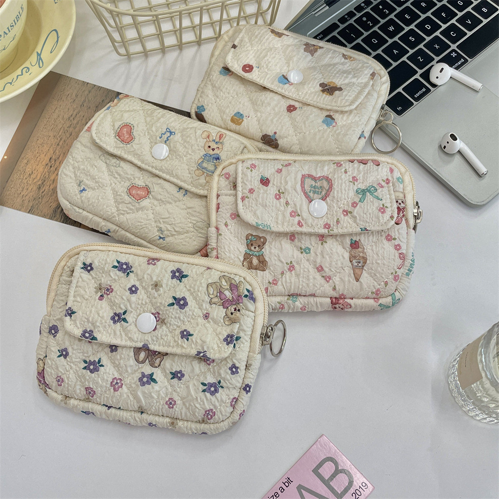 New Pink Quilted Coin Purse Cute Cartoon Card Holder Key Case ...