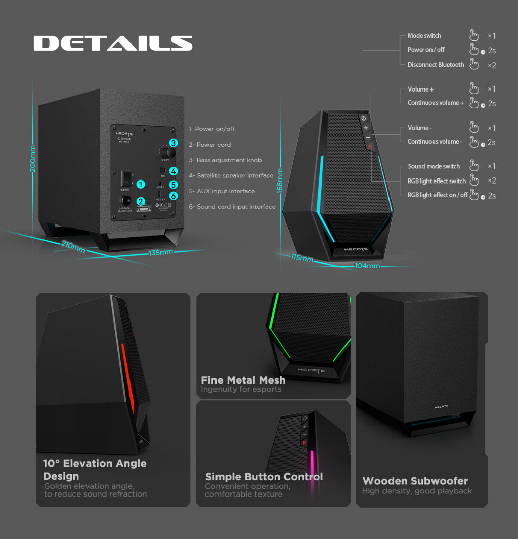 Edifier G1500 MAX 2.1 Desktop Gaming Speaker with Subwoofer - Bluetooth ...