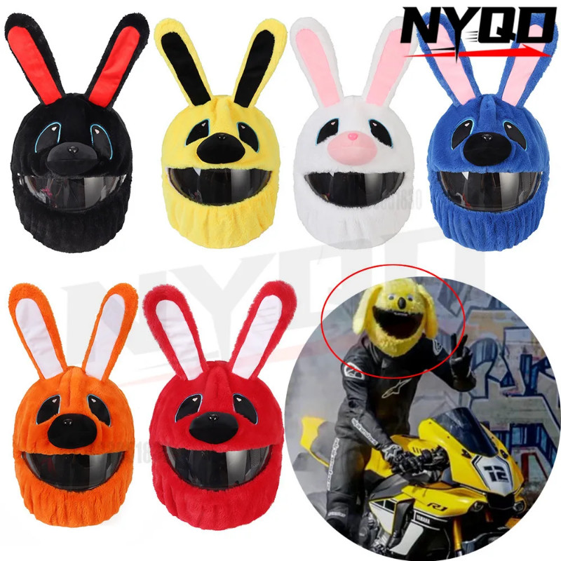 Trendy Cartoon Plush Animal Helmet Cover Motorcycle Full Helmet Cover ...