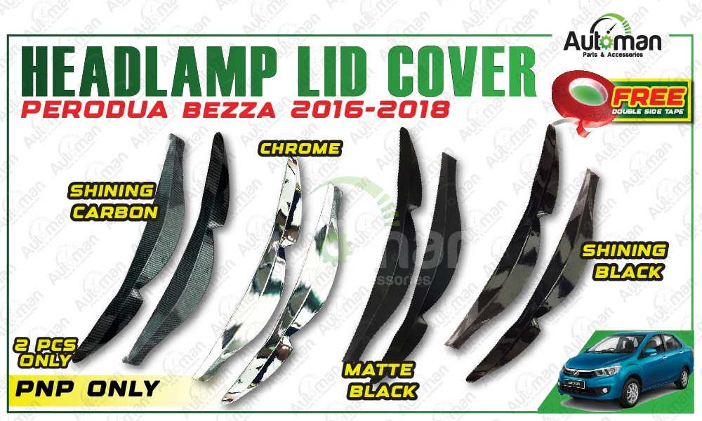 Perodua Bezza 2016 - 2018 Carbon Black Chrome - Eyelid Lip Eye brow V1 ...