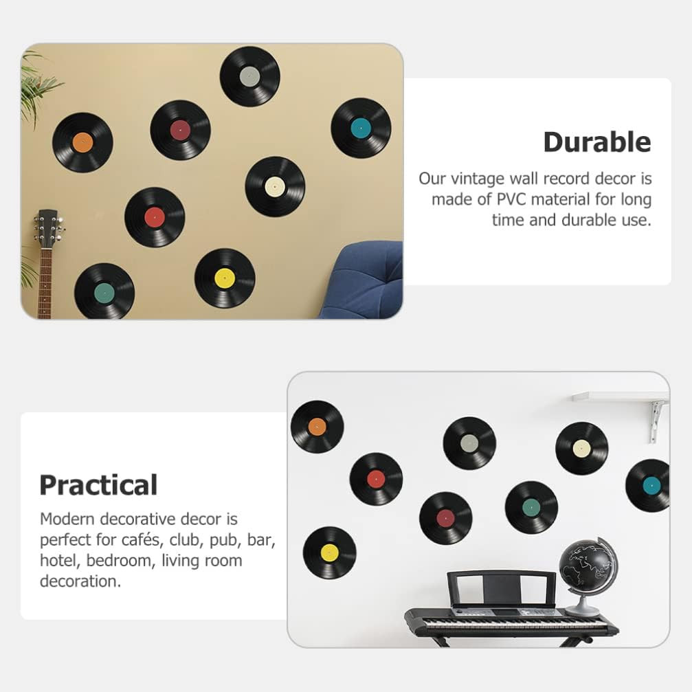 8pcs Decorative Vinyl Record Wallpaper Decoration Wall Personality ...