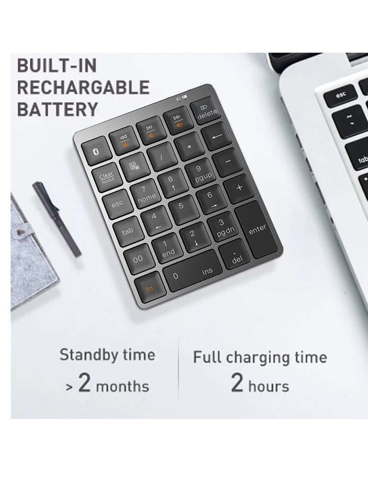 Jomaa Bluetooth Numeric Keypad with USB HUB 28 Keys Mini Numpad for ...